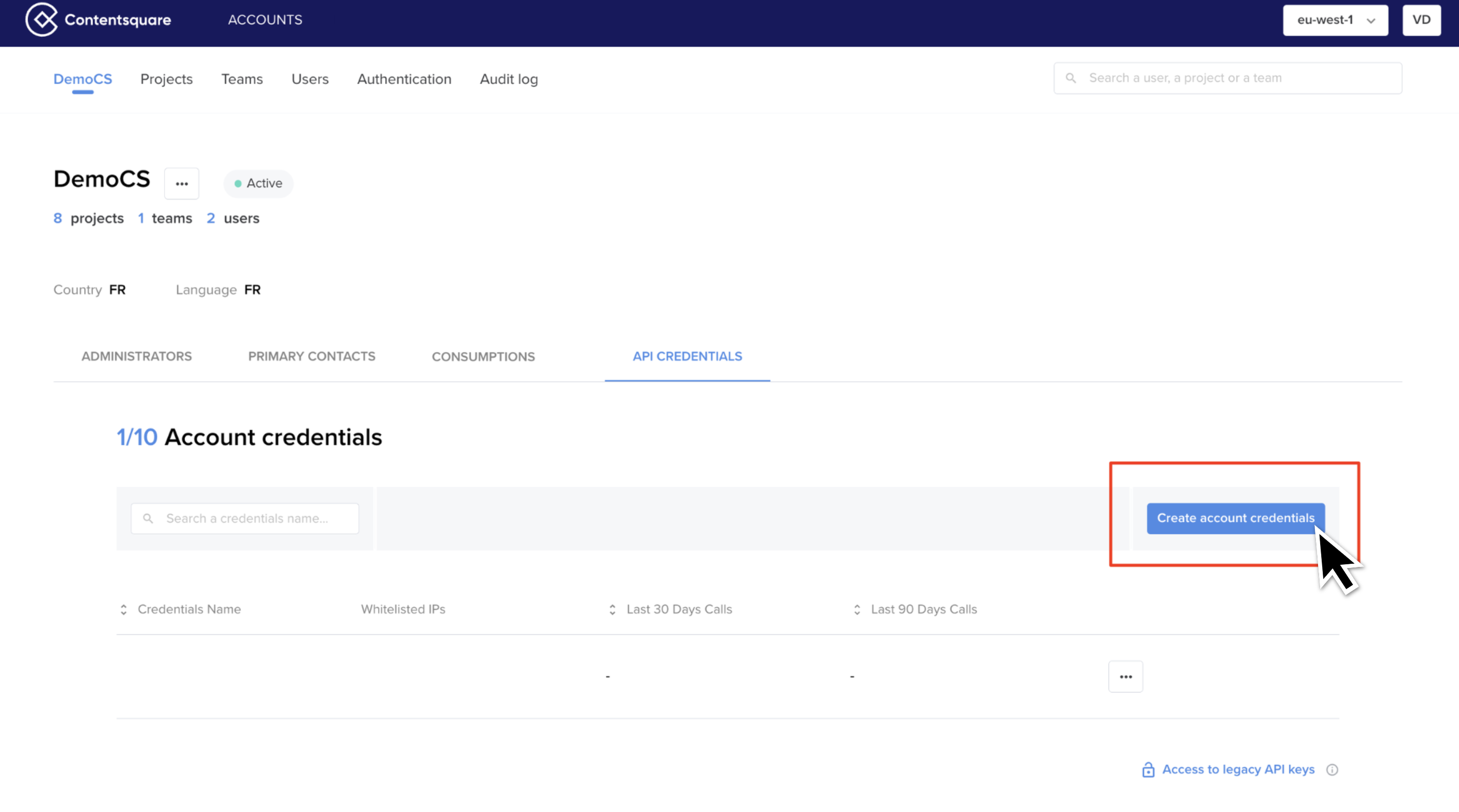 How to create API credentials – Contentsquare Help Center | Documentation & Support