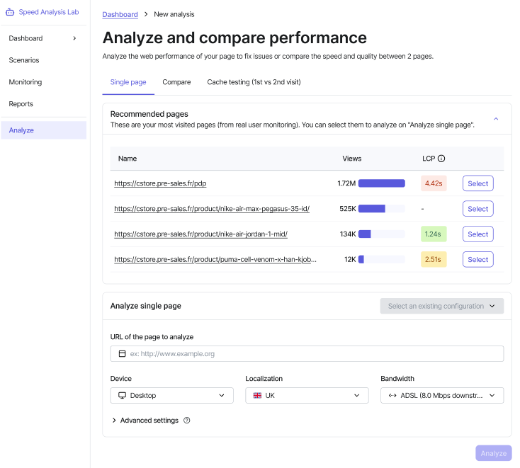 How to run a basic web performance test – Contentsquare Help Center ...
