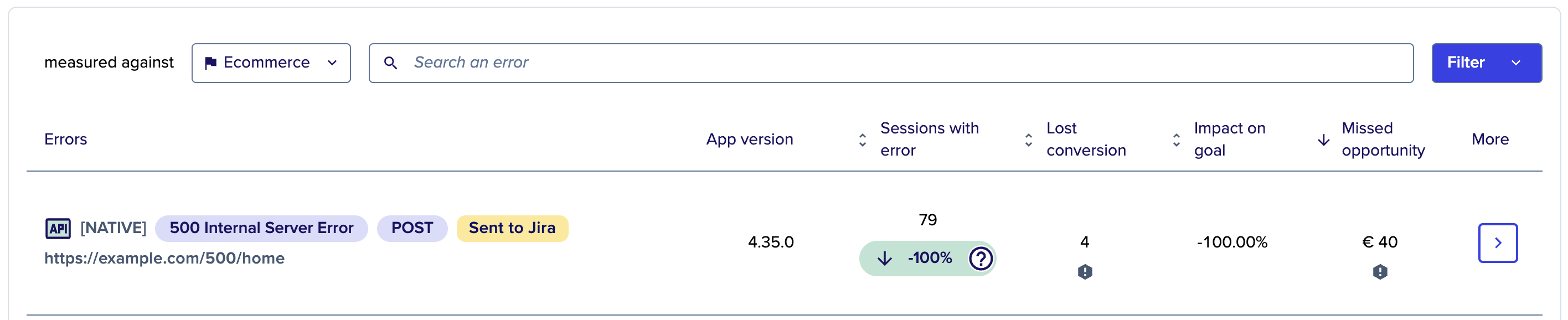 Error Analysis (Apps) - Key Performance Indicators – Contentsquare Help Center | Documentation ...