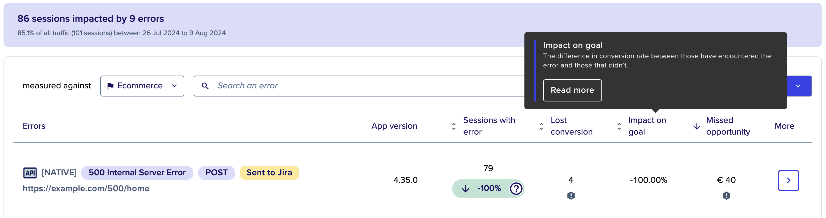 Error Analysis (Apps) - Key Performance Indicators – Contentsquare Help Center | Documentation ...