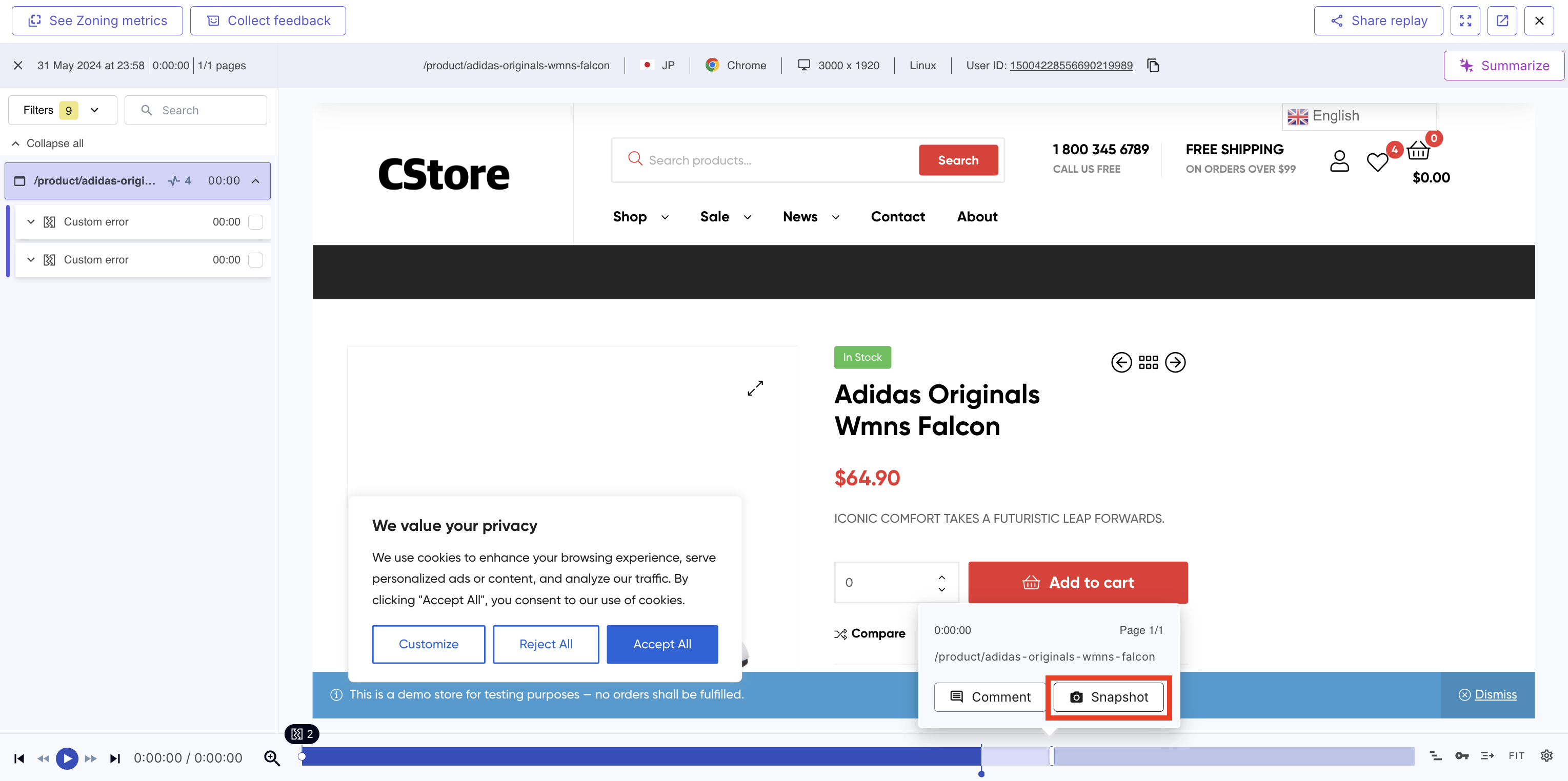 How to take a snapshot with Session Replay – Contentsquare Help Center | Documentation & Support