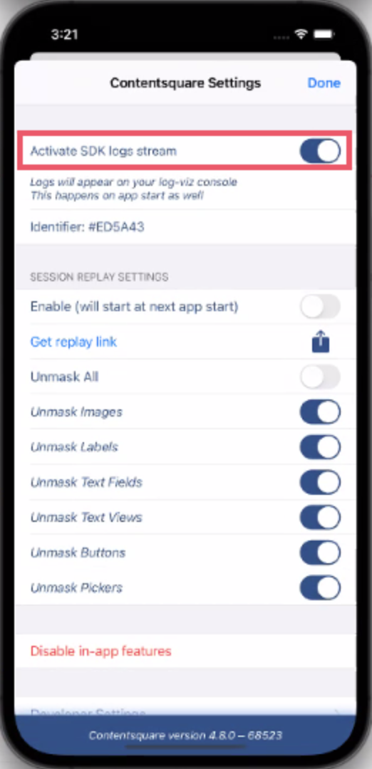 In-app Feature: SDK Log Visualizer – Contentsquare Help Center | Documentation & Support