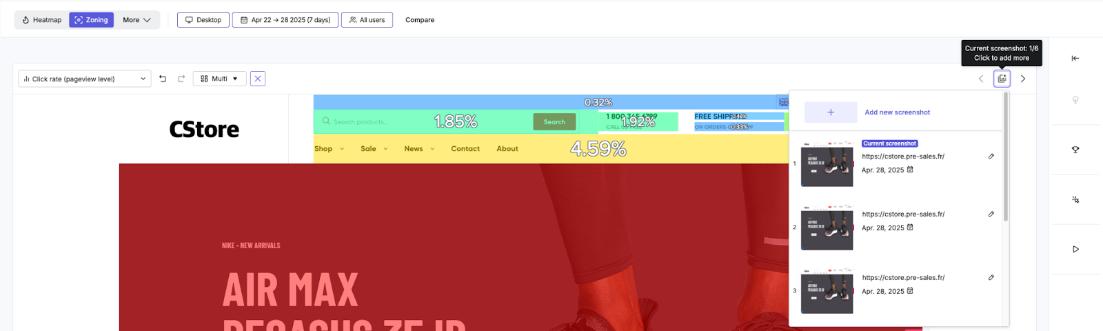Screenshots and the Screenshots Library in Zoning Analysis – Contentsquare Help Center ...
