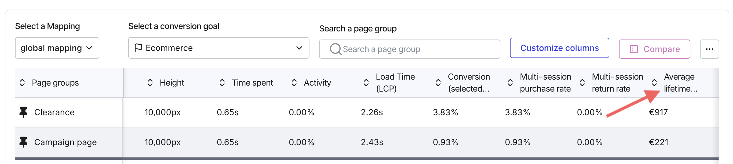 Using lifetime metrics and value segments – Contentsquare Help Center ...