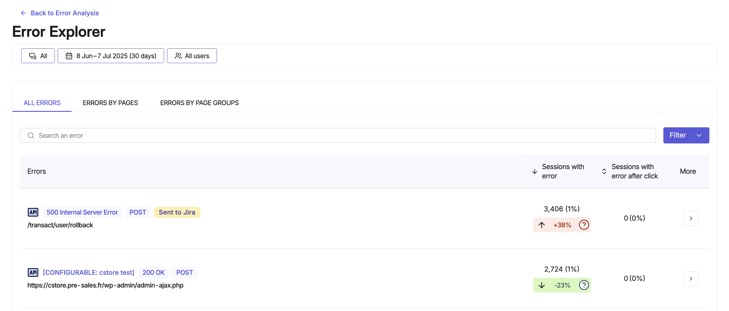 How to use the Error Explorer – Contentsquare Help Center | Documentation & Support