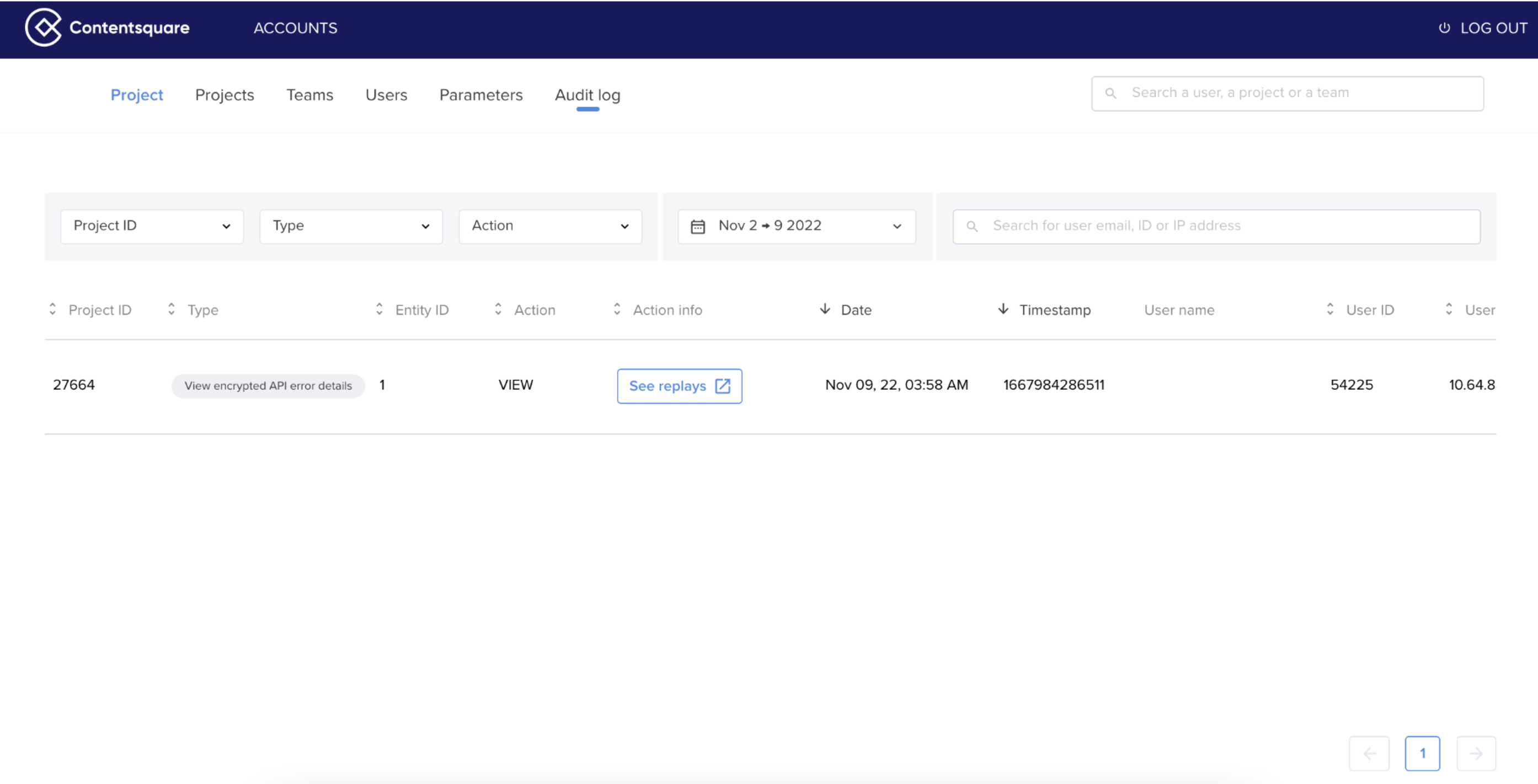 Audit Log – Contentsquare Help Center | Documentation & Support