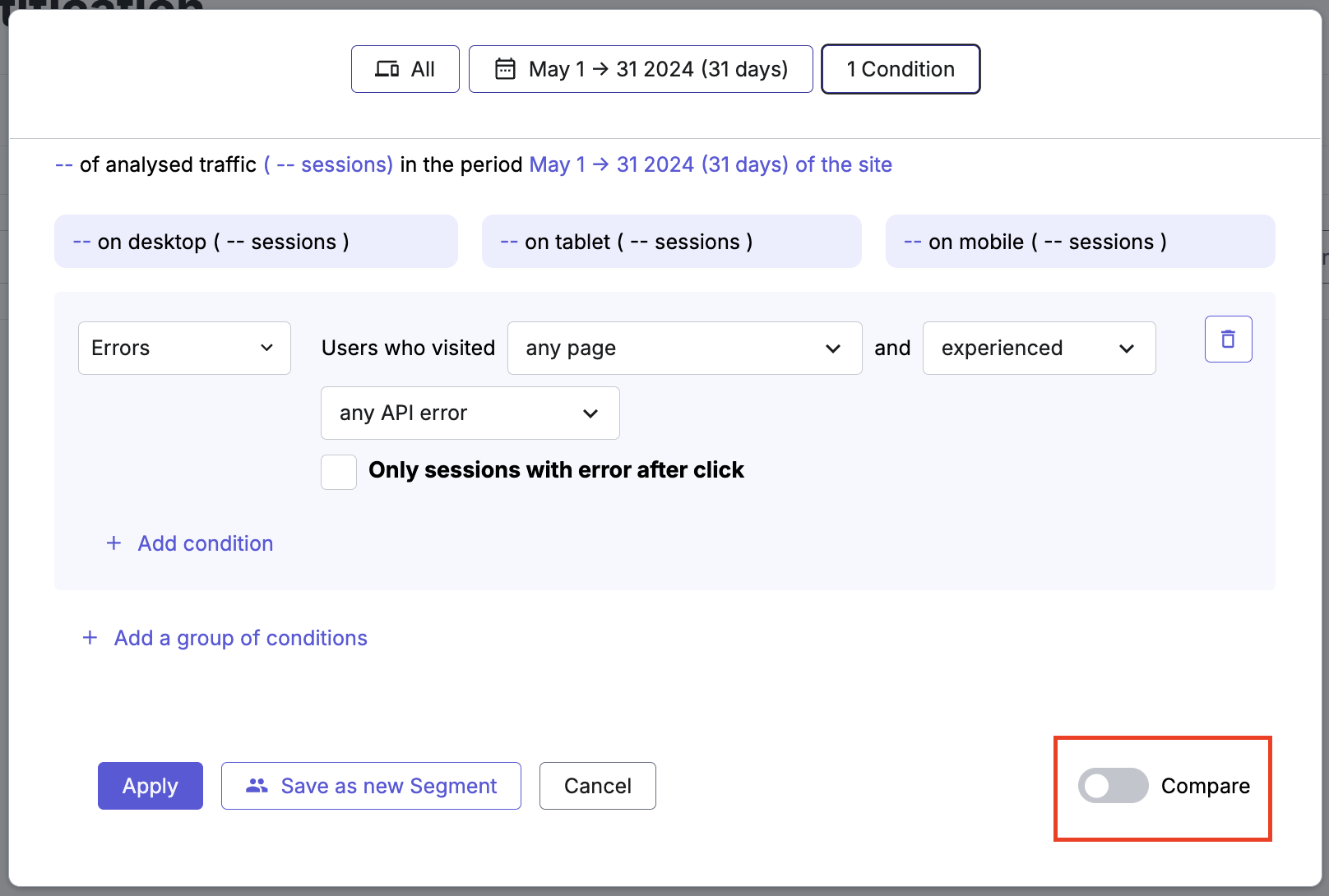 How to create segments based on errors – Contentsquare Help Center | Documentation & Support