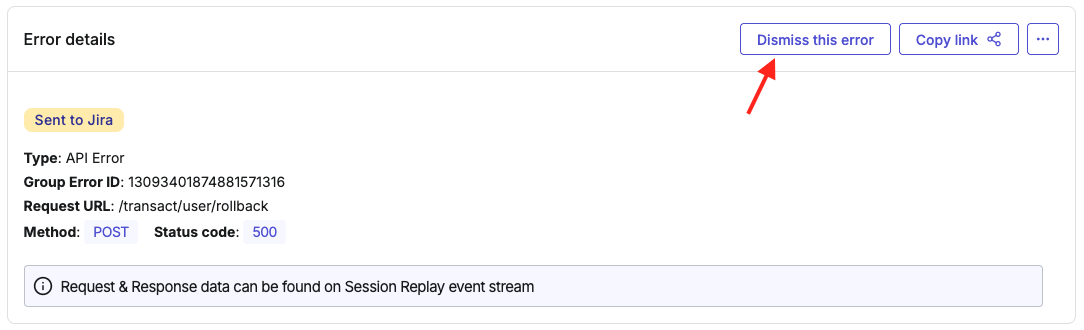 How to dismiss errors – Contentsquare Help Center | Documentation & Support