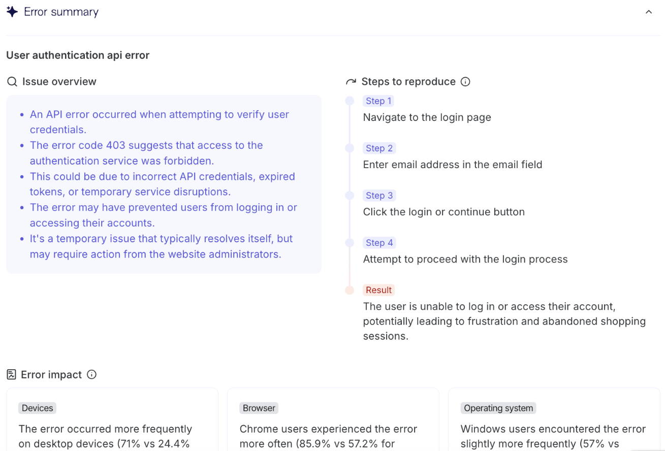 How to use Error Summaries – Contentsquare Help Center | Documentation & Support