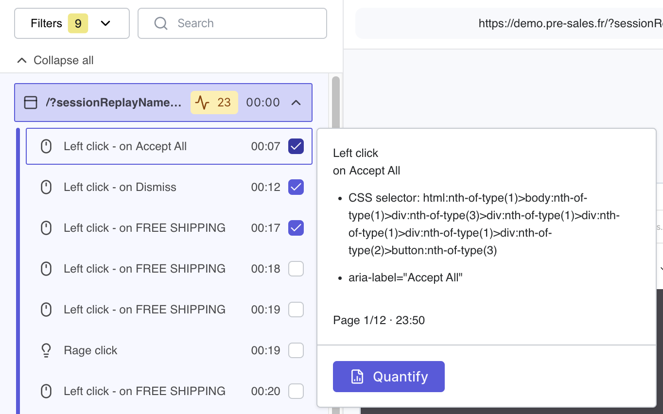 Shortcuts in Session Replay – Contentsquare Help Center | Documentation ...